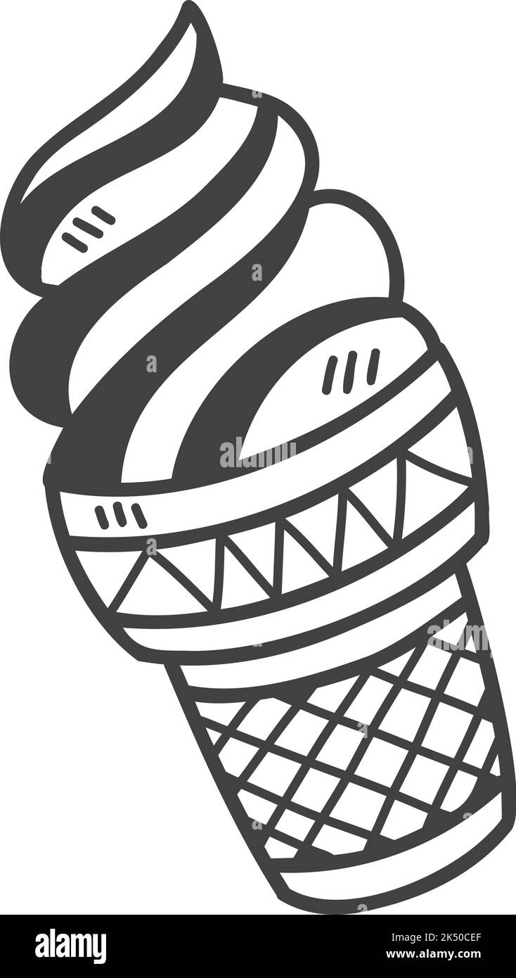 Hand Drawn ice cream cone illustration isolated on background Stock ...