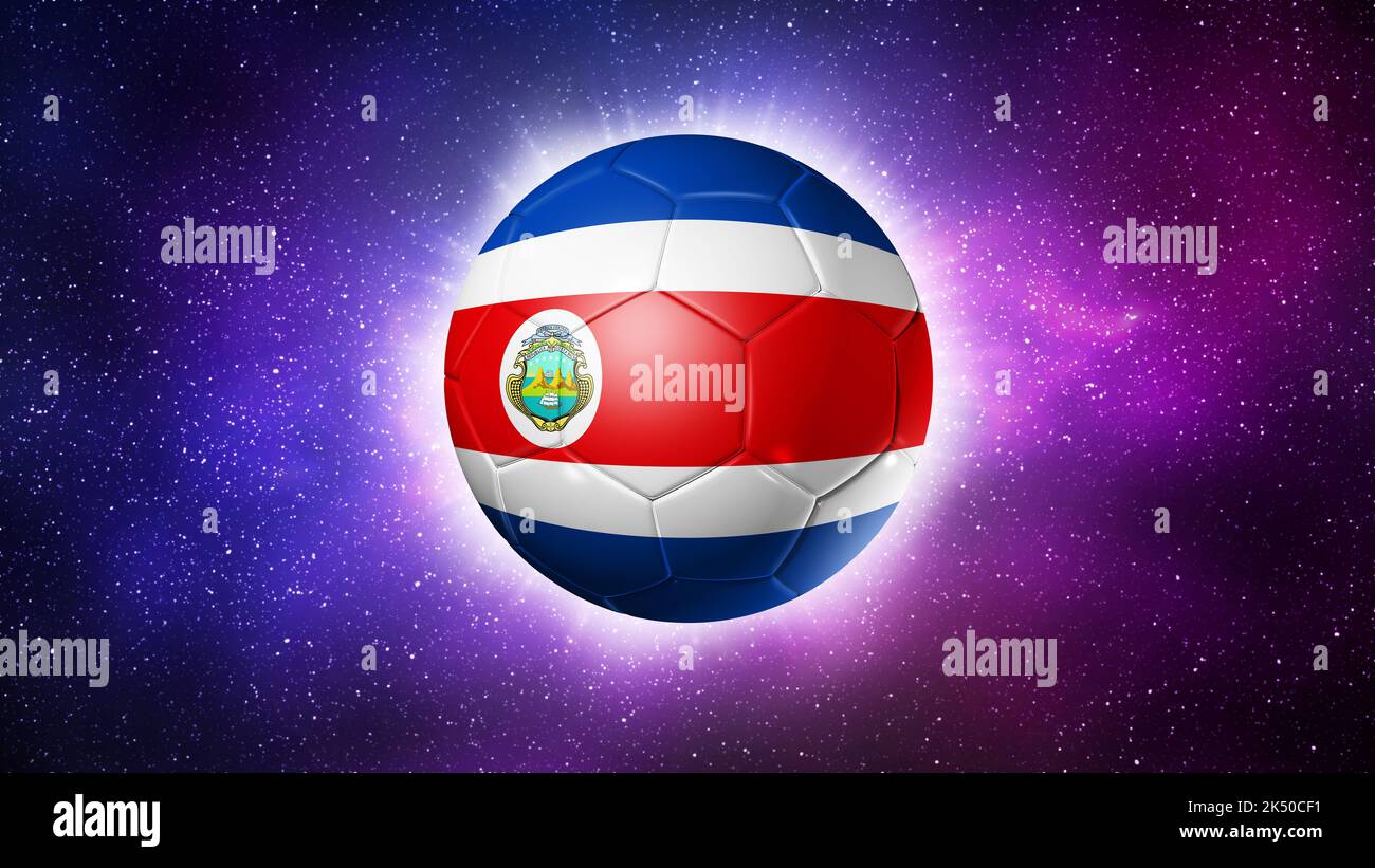 3D soccer ball with Costa Rica team flag. Space background. Football ...