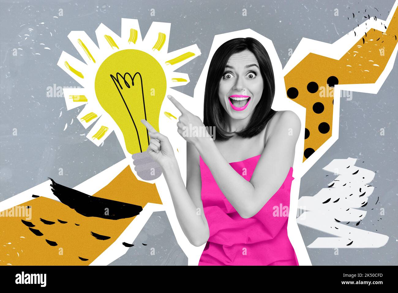 Creative photo 3d collage poster postcard artwork of happy overjoyed ...