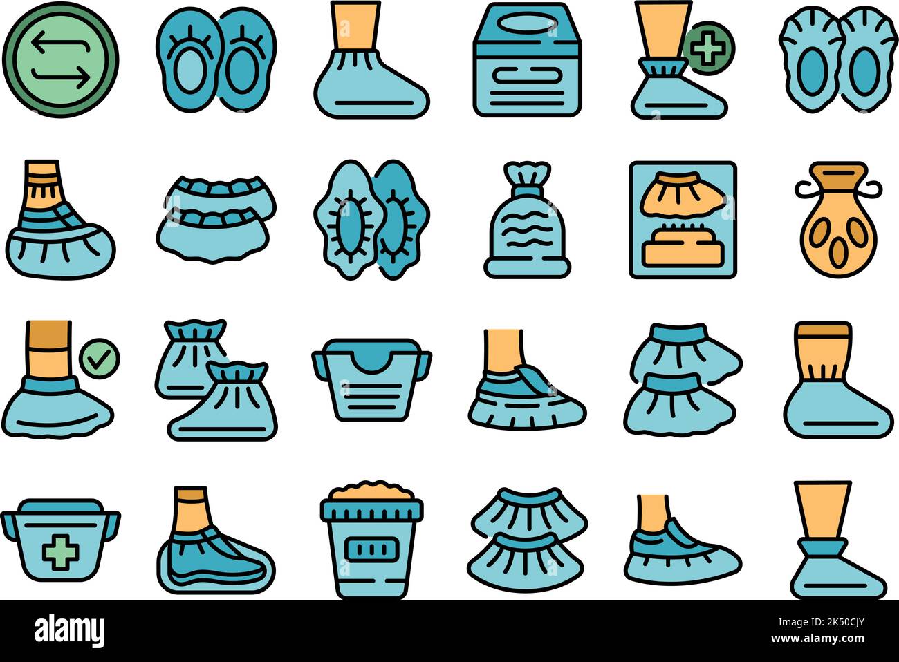 Shoe covers icons set outline vector. Hospital protection. Medical ...
