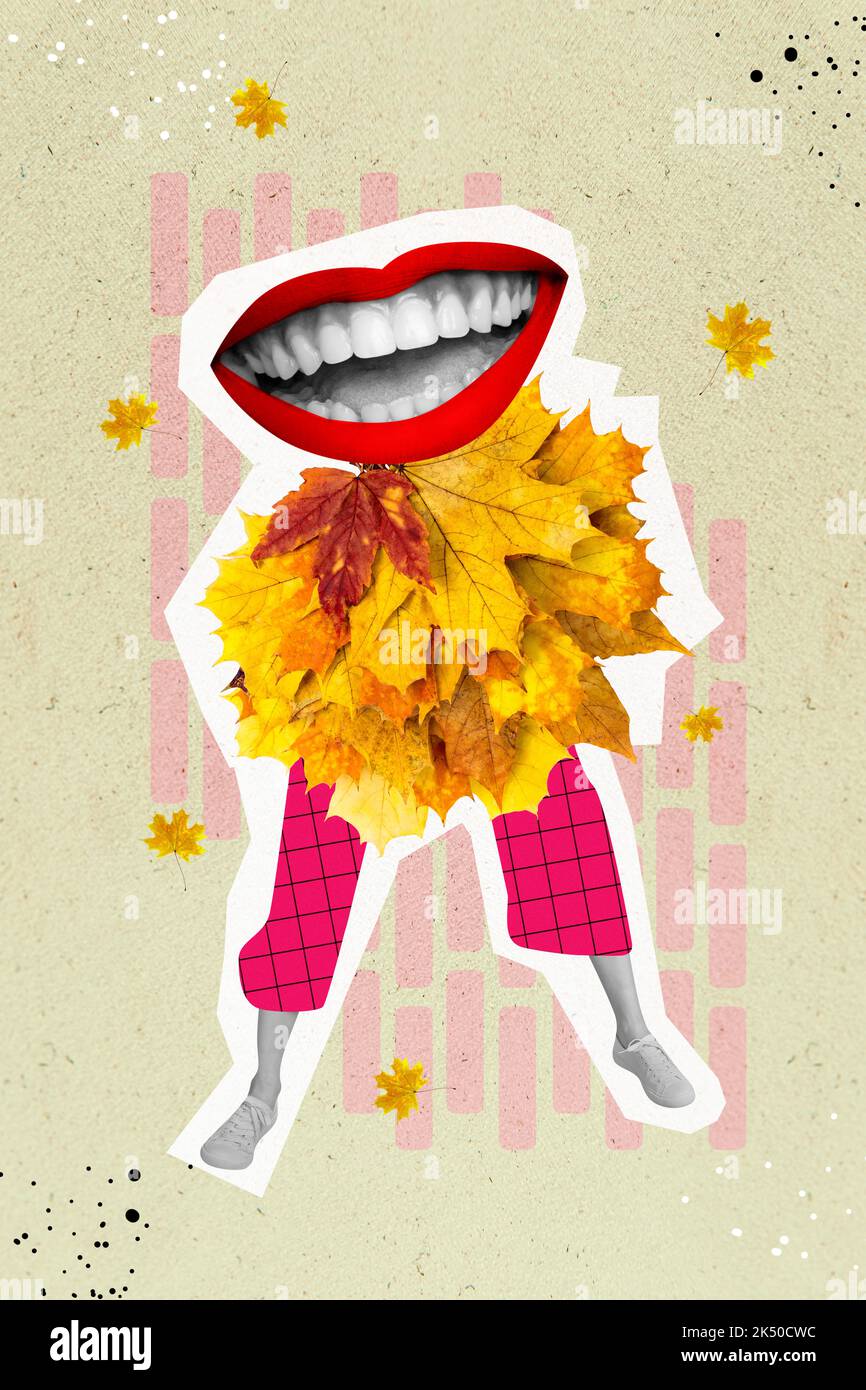 Photo artwork minimal picture of funny funky person make up mouth ...