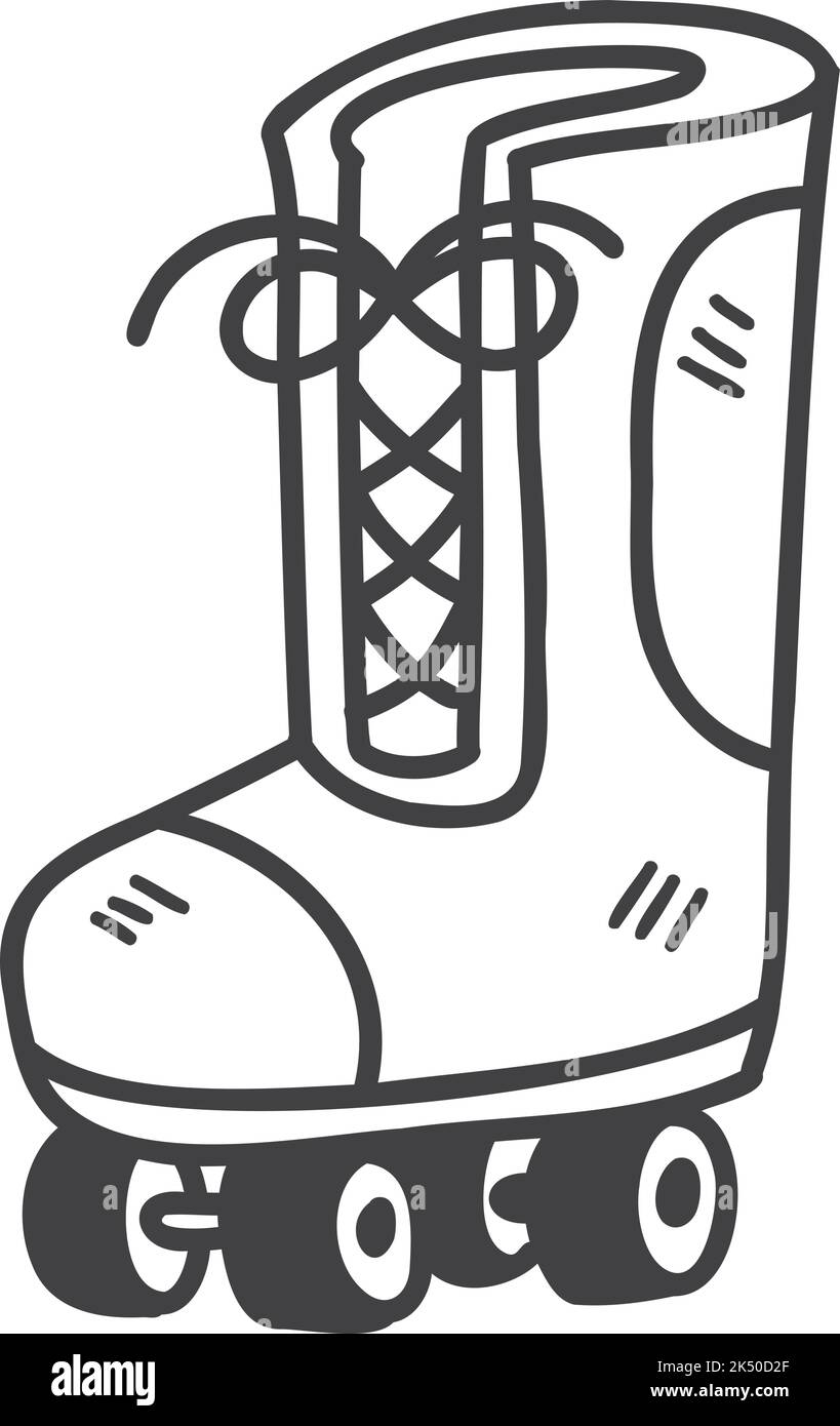 Hand Drawn cute roller skates illustration isolated on background Stock ...