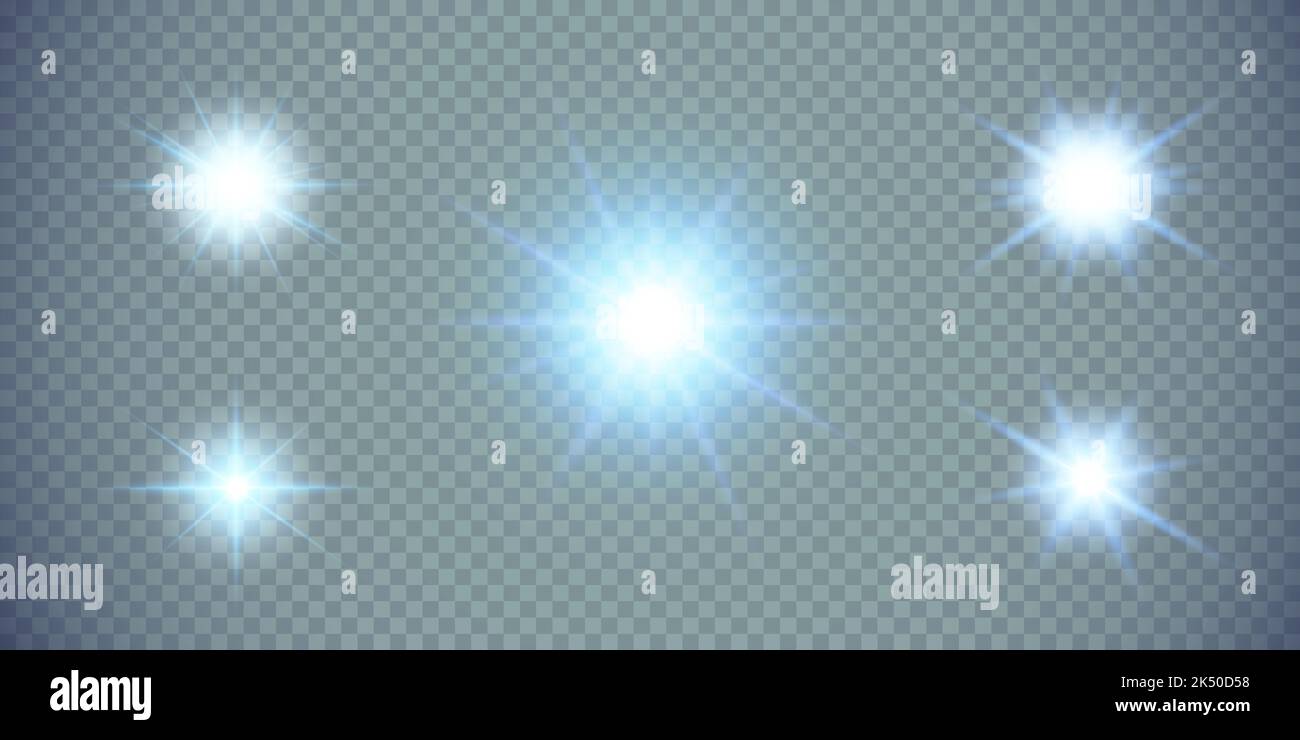 Glow light effect with white and blue sparks shining with special light ...