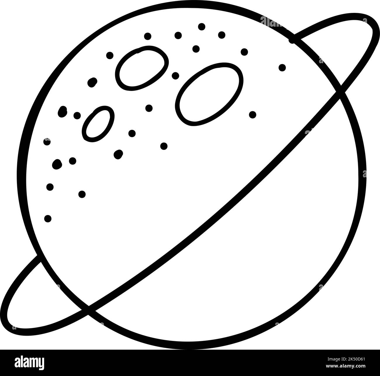 Hand Drawn Planets and rings floating in space illustration isolated on ...