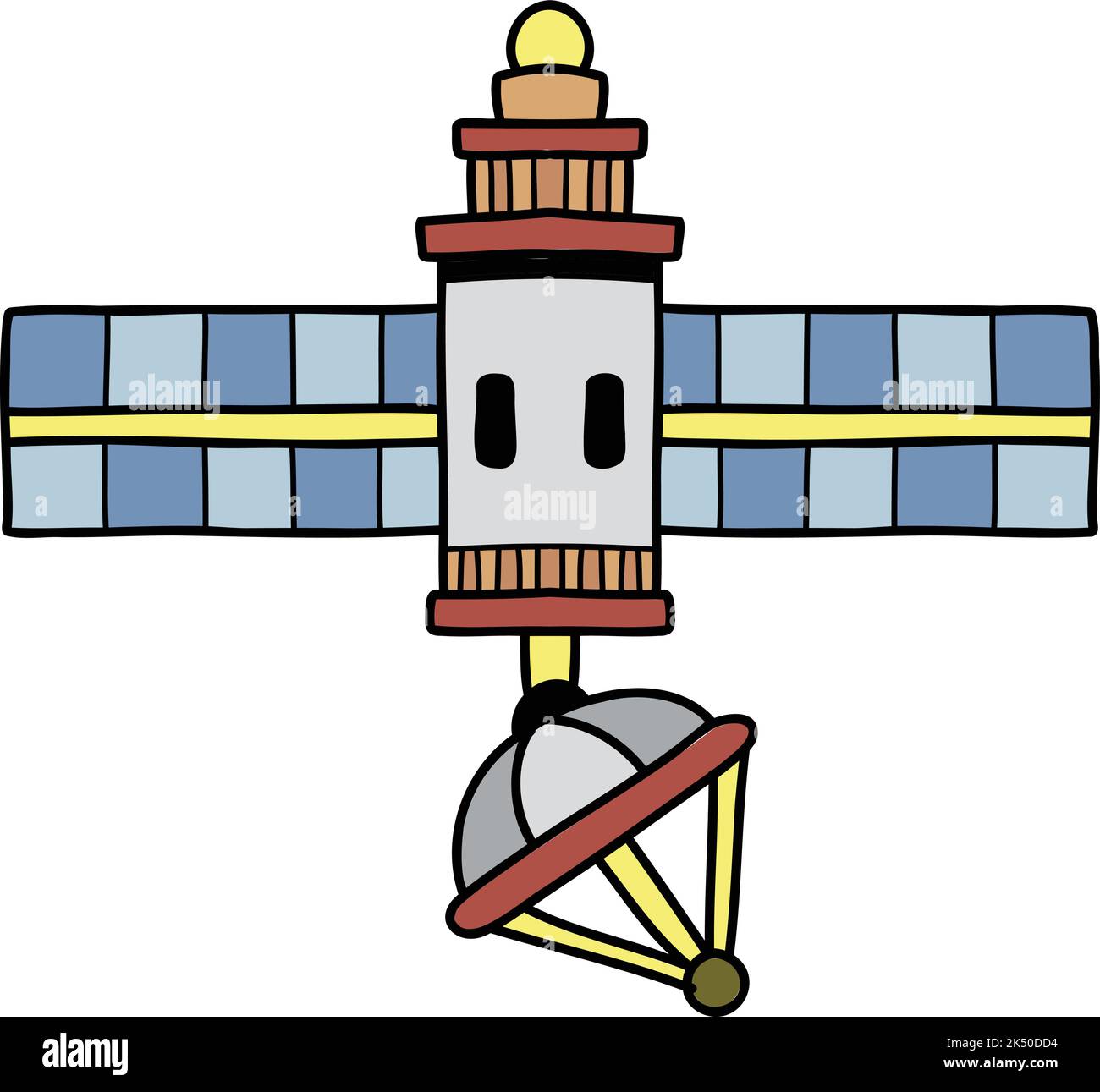 Hand Drawn satellites floating in space illustration isolated on ...