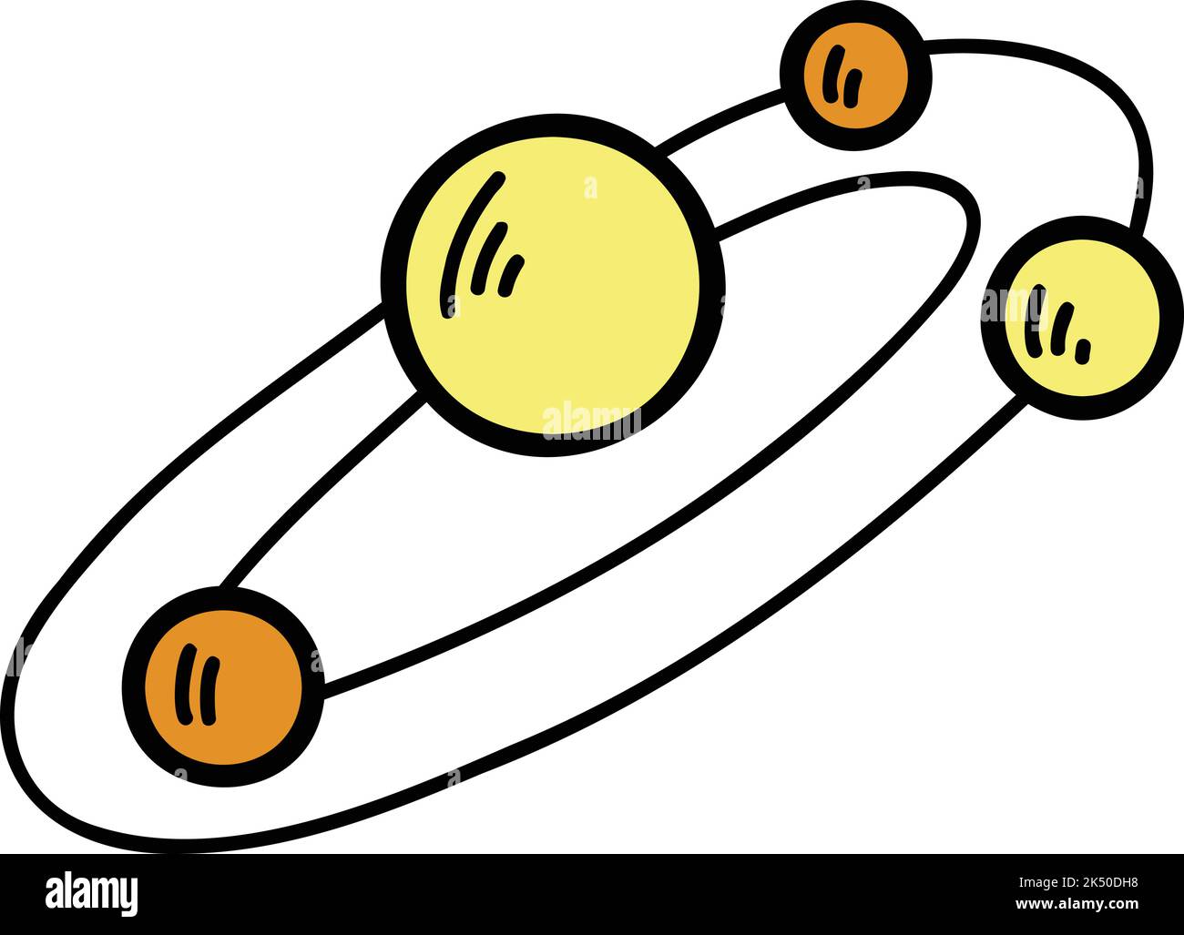 Hand Drawn Planets and rings floating in space illustration isolated on ...