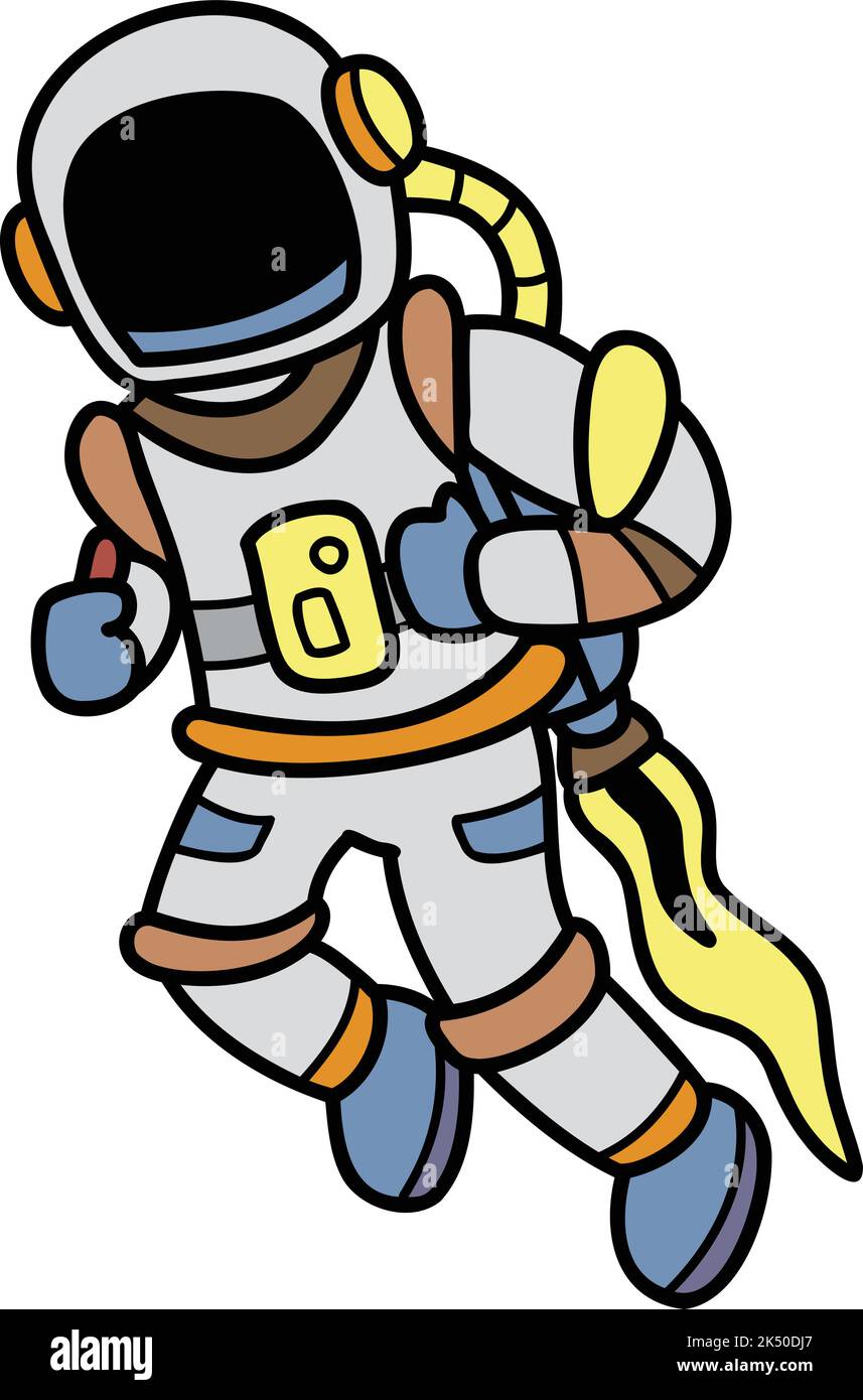 Cartoon Astronaut Floating In Space