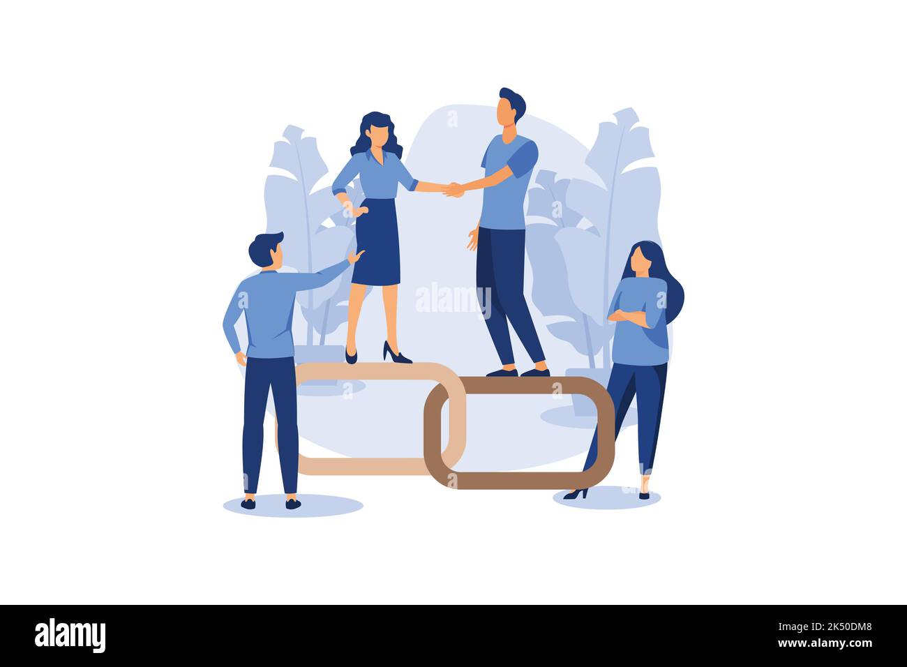 handshake concept, link as a strong union and cooperation vector flat ...