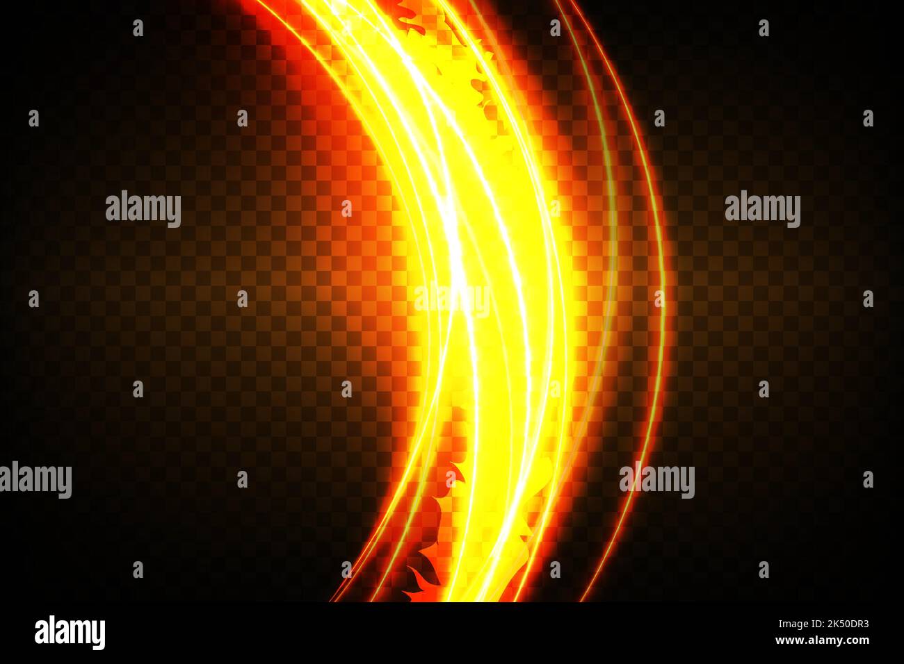 Golden glowing shiny spiral lines effect vector background. EPS10. Abstract light speed motion ...