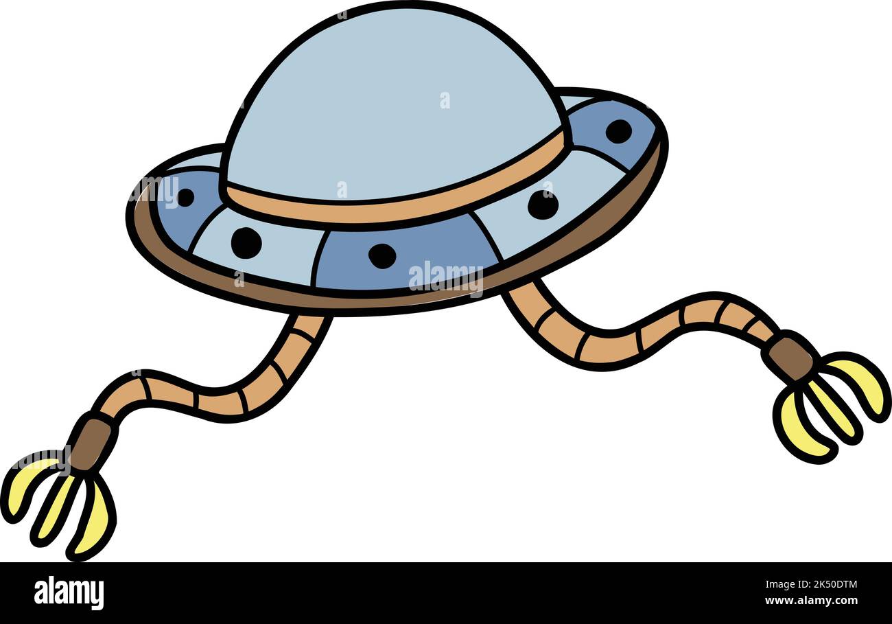 Hand Drawn cute ufo illustration isolated on background Stock Vector ...