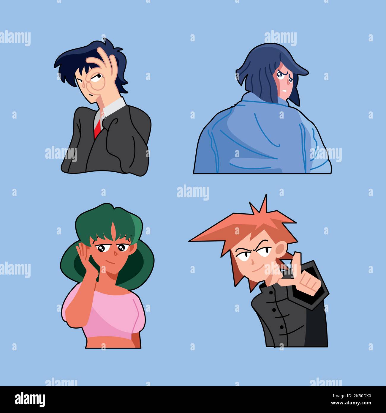 four anime style comic characters Stock Vector Image & Art - Alamy