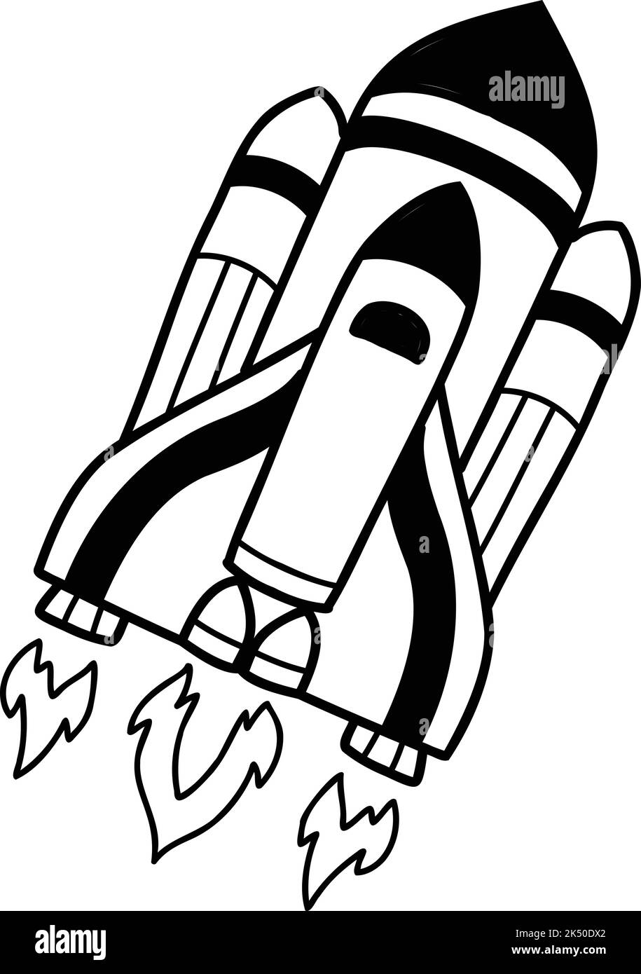 Hand Drawn rockets are flying into space illustration isolated on ...