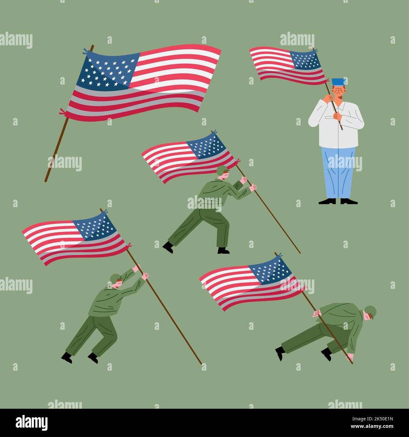 soldiers and usa flags icons Stock Vector Image & Art - Alamy