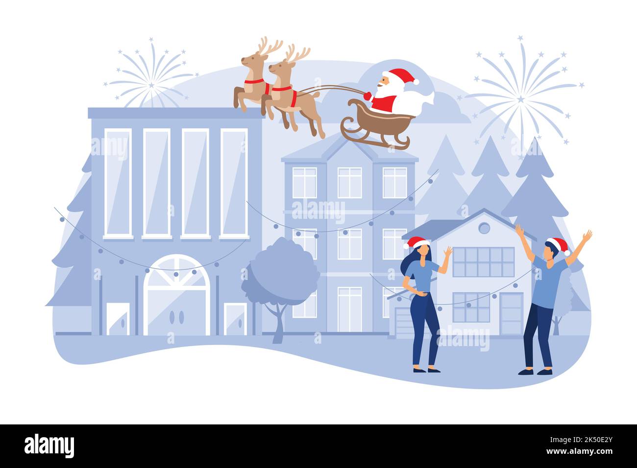 preparation for the new year in the city, festive decoration of the ...