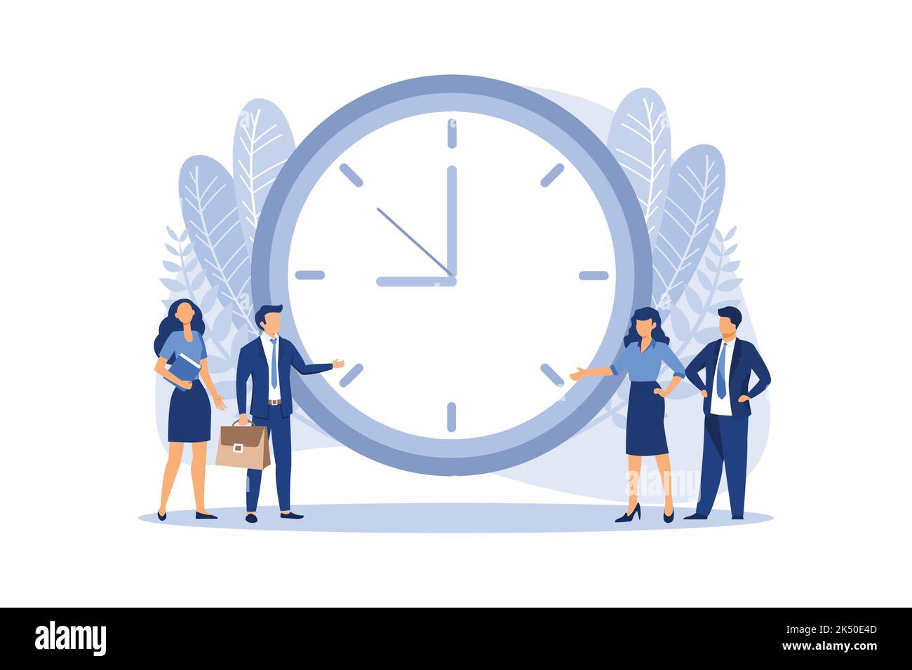 alarm clock rings on white background, concept of work time management ...