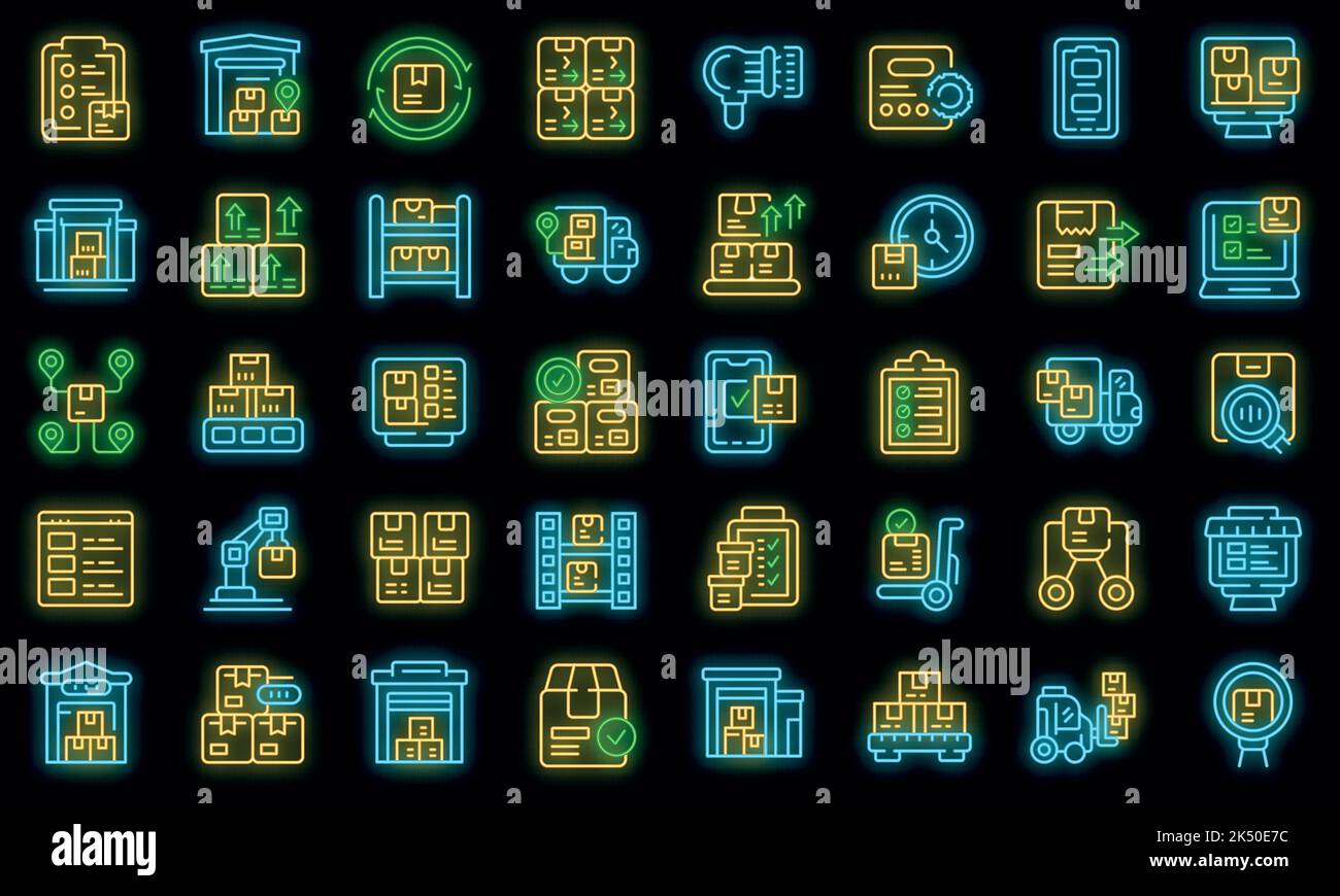 Inventory optimization icons set outline vector. Location management ...
