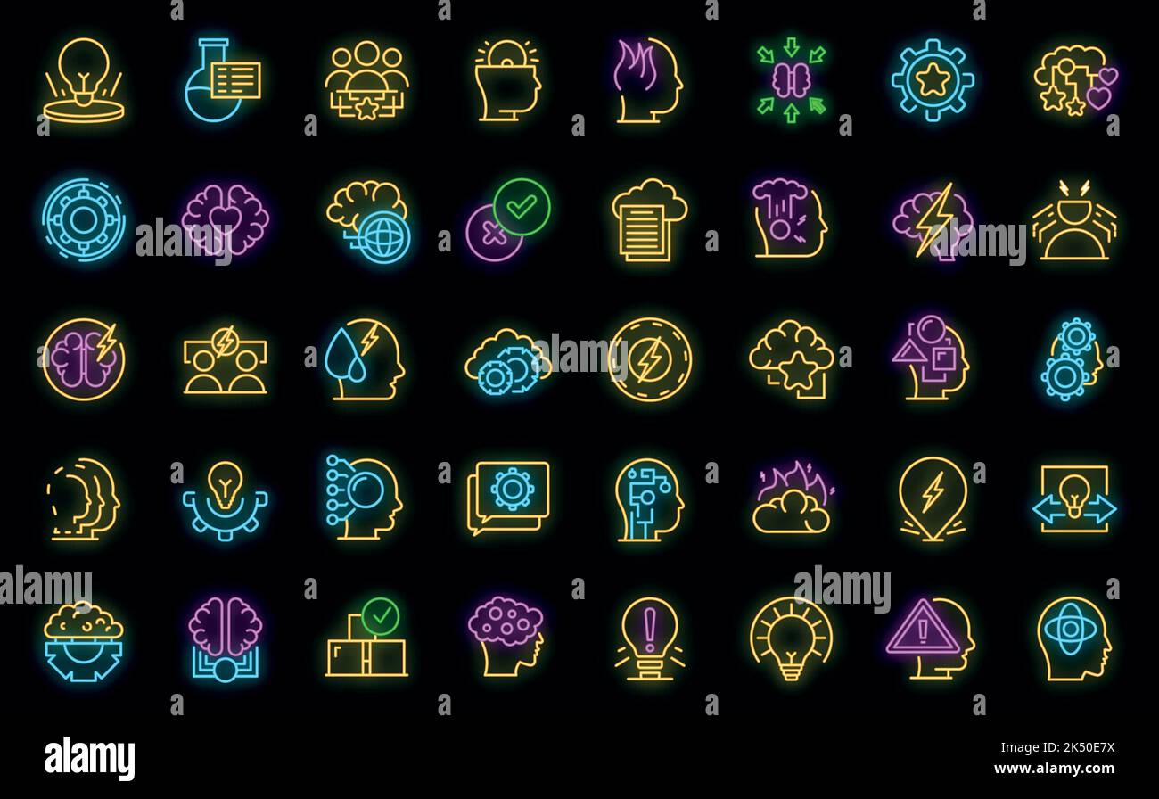 Critical thinking icons set outline vector. Think brain. Mind ...
