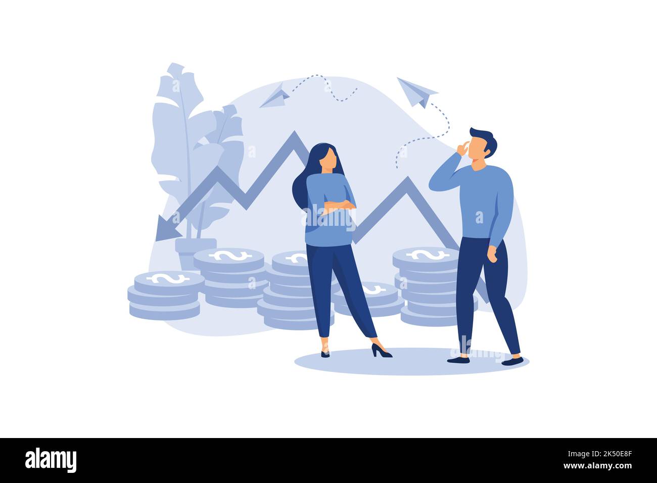 economic downturn, profit and loss, business and finance, crisis vector ...