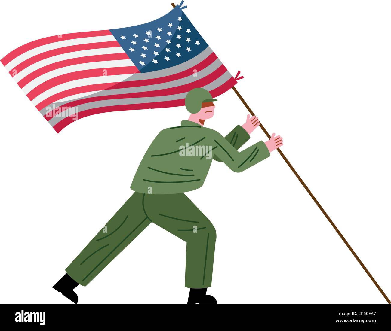 soldier with usa flag character Stock Vector Image & Art - Alamy