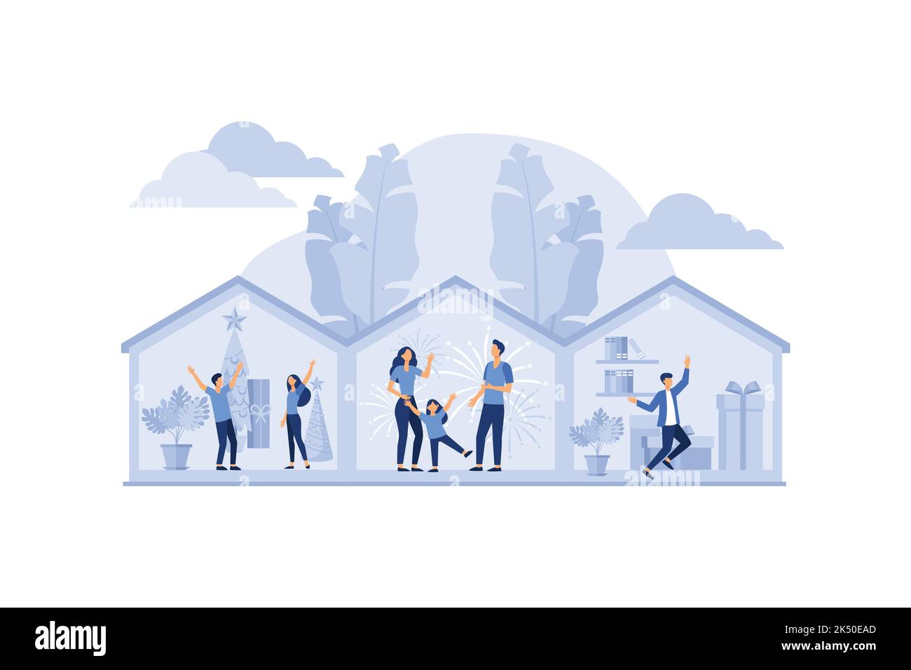 Business people working together new normal idea concept, Vector ...