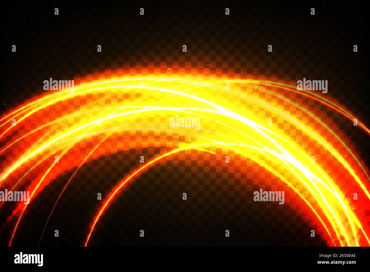 Golden glowing shiny spiral lines effect vector background. EPS10. Abstract light speed motion ...