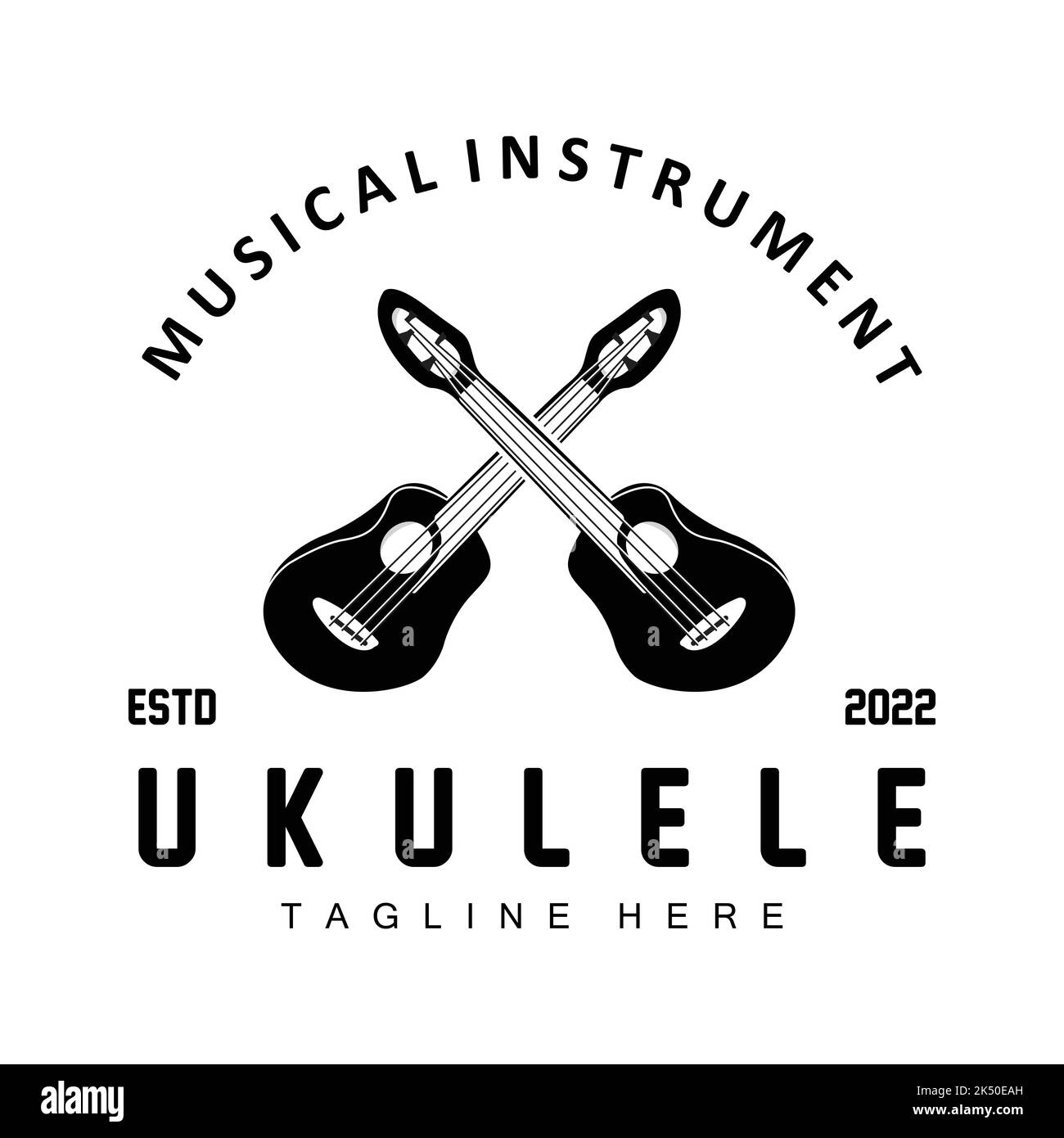 Minimalist Ukulele Music Logo Design Ukulele Guitar Vector Ukelele