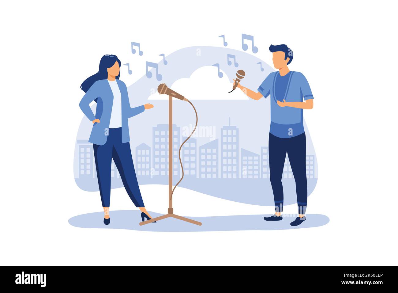 Singing Female Duo Duet Stock Vector Images Alamy