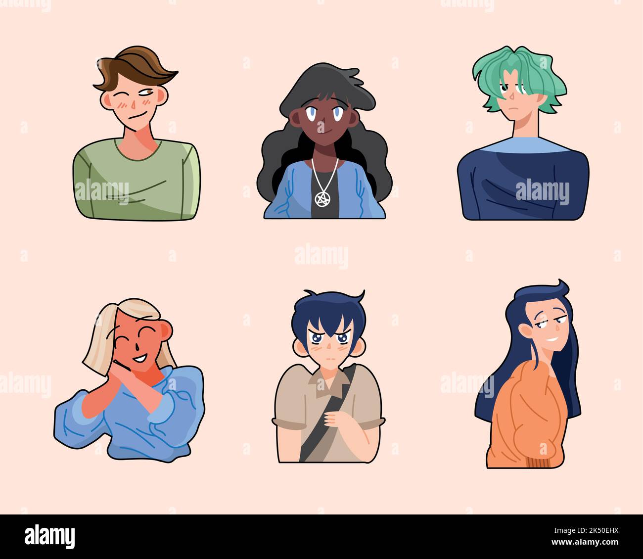 six anime style comic characters Stock Vector Image & Art - Alamy
