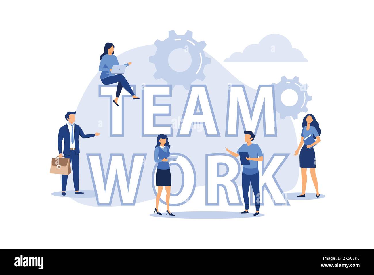 businessmen together build word teamwork, abstract design graphic ...