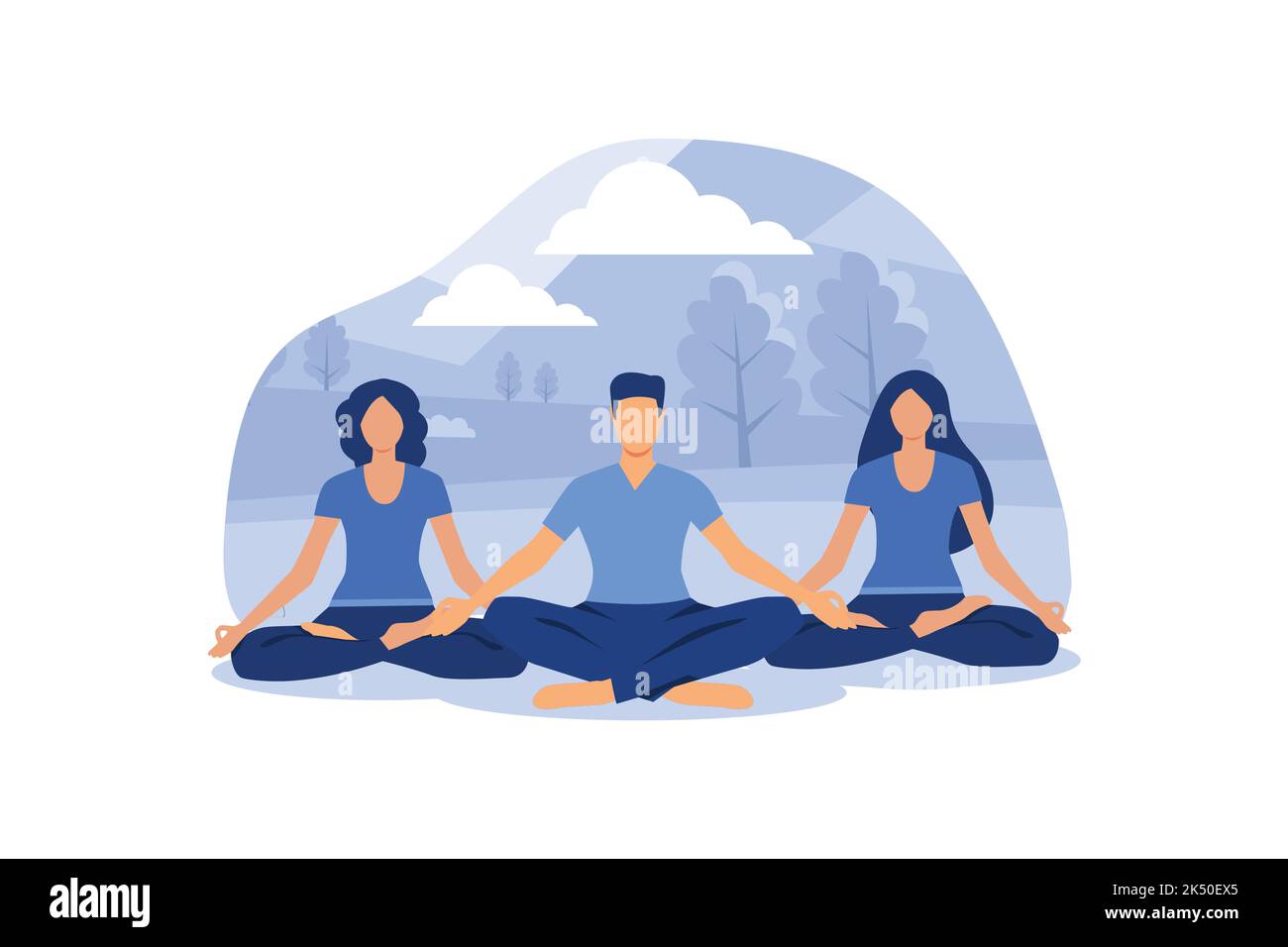 meditation concept, vector, yoga health benefits of the body. mind and ...