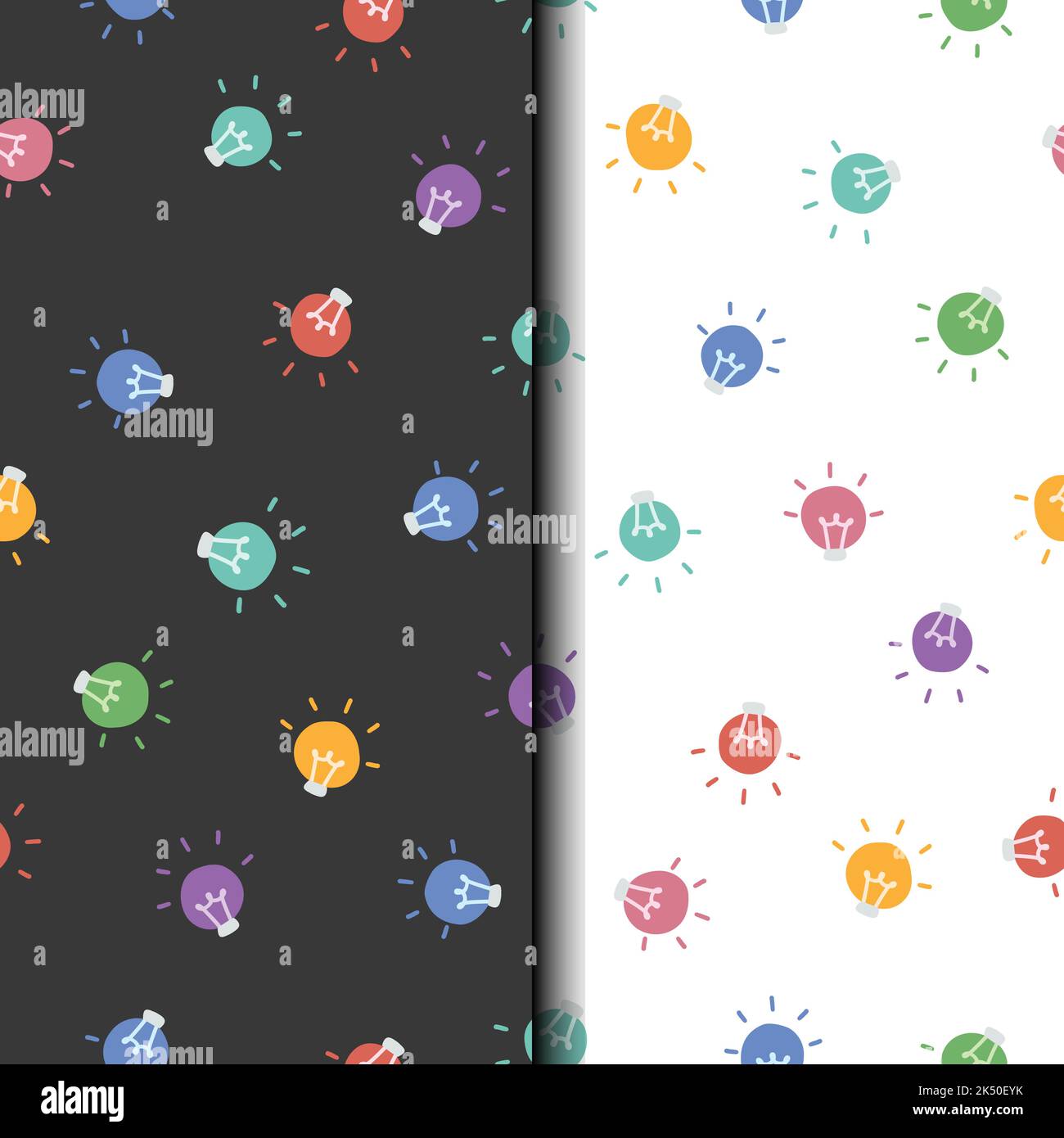 Seamless pattern with colored light bulbs on different backgrounds ...