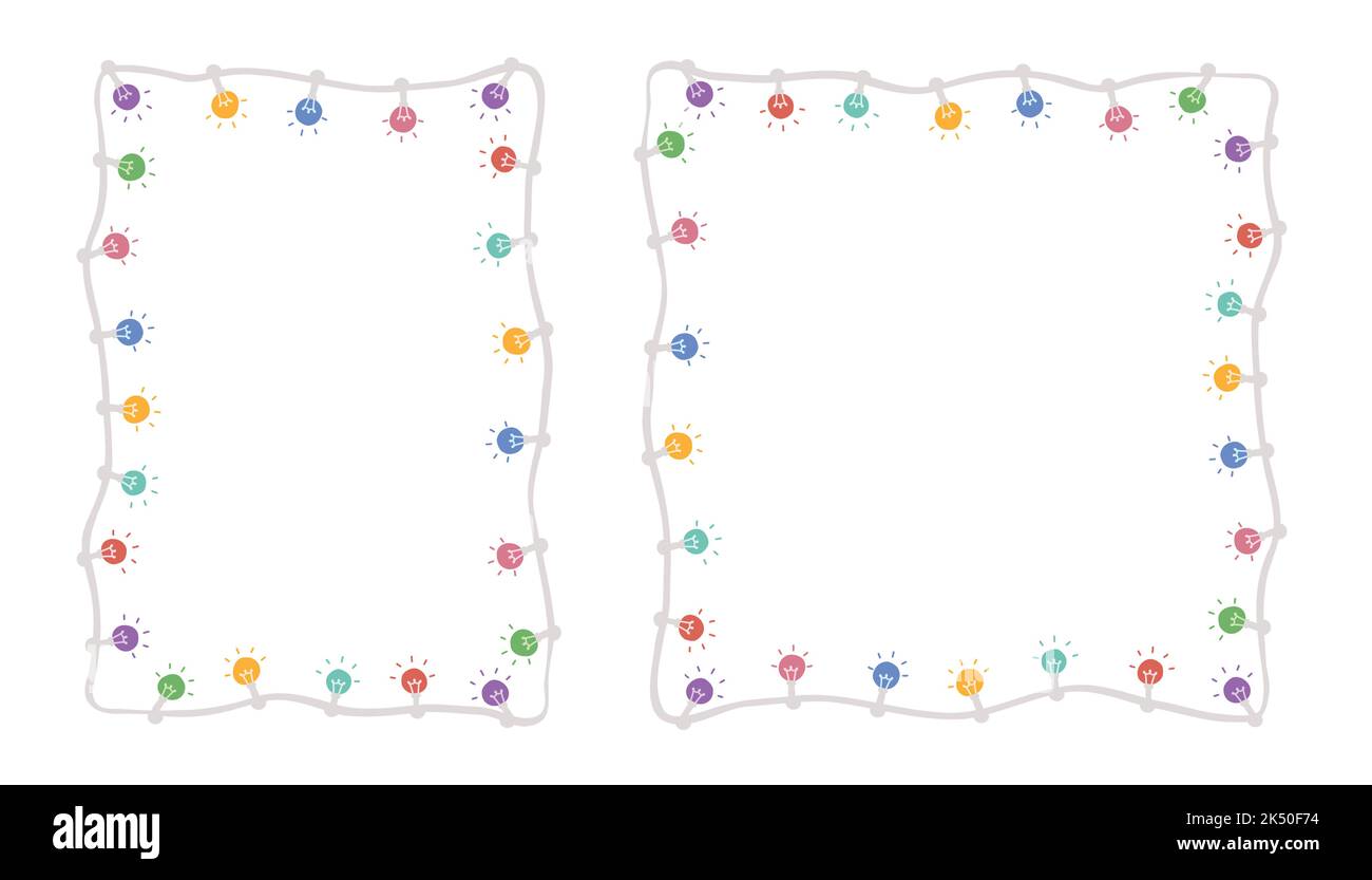 Colored light bulbs frames set on a white background. Vector ...