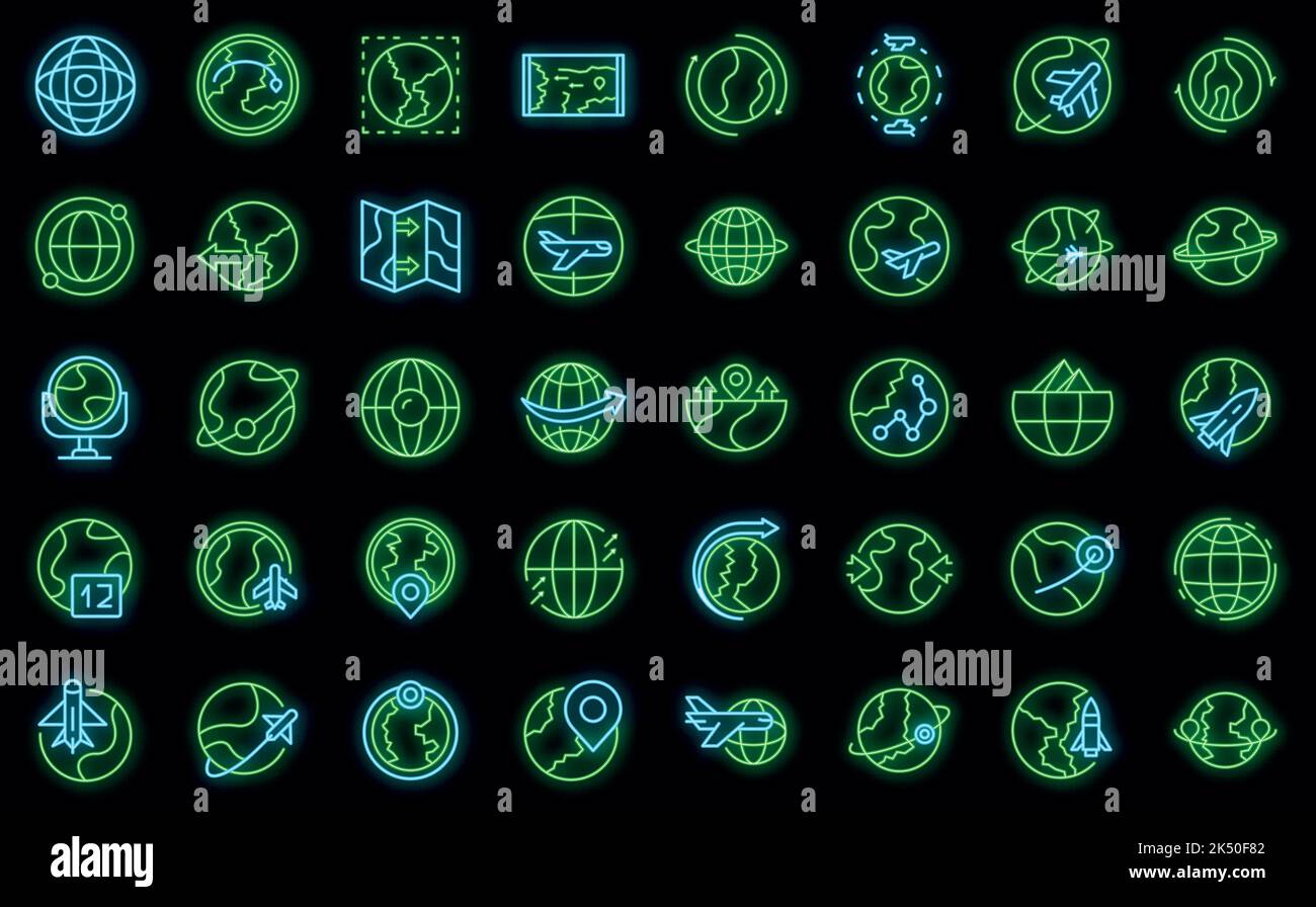 Around the world icons set outline vector. Globe world. Arrow wire ...