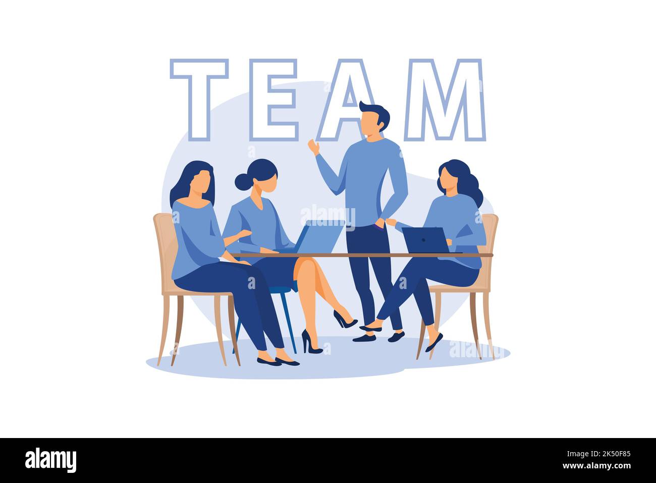 Vector creative illustration of business team. People and team word ...