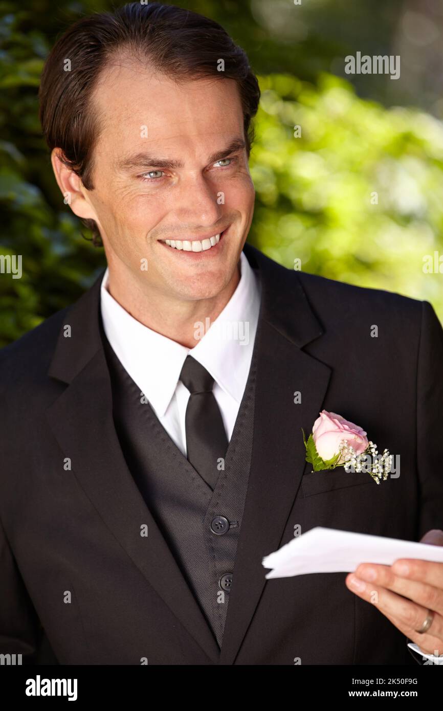 Practising his vows one last time...Handsome groom practicing his vows ...