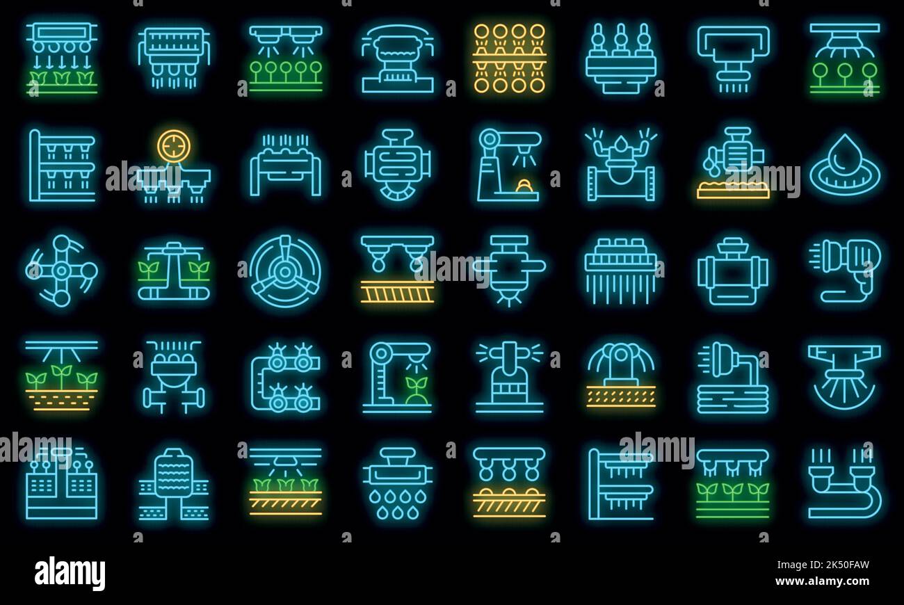 Irrigation system icons set outline vector. Agriculture farming. Smart ...