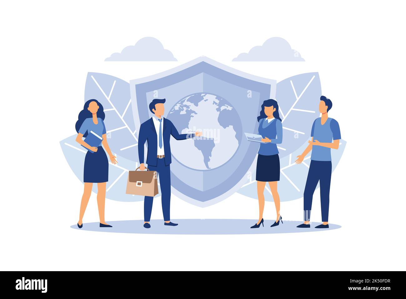 planet earth protected, people save the planet flat vector illustration ...