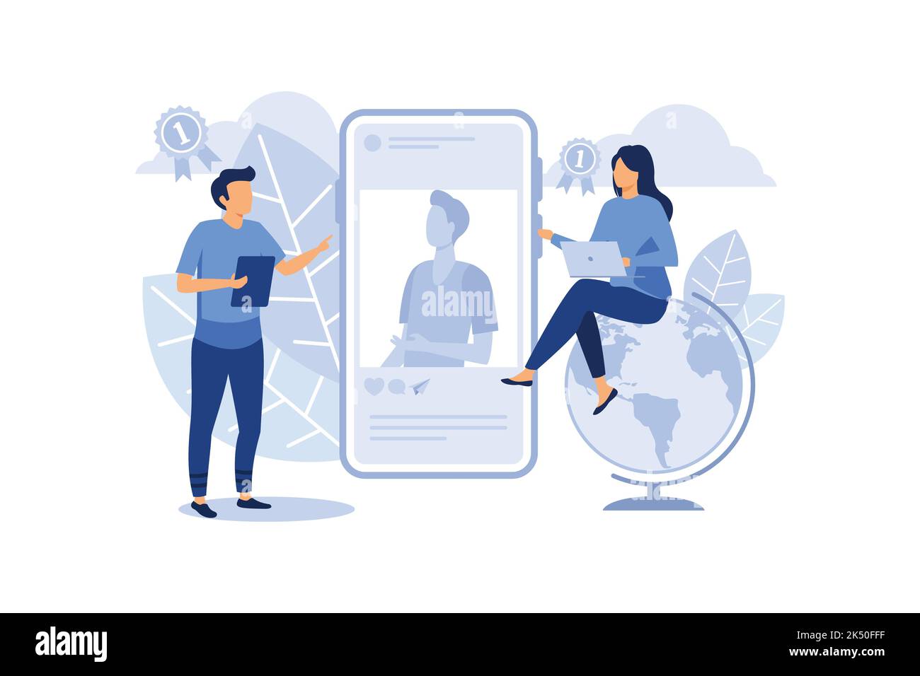 Online Education Concept, Showing young people learning online, Suitable for landing page, ui ...