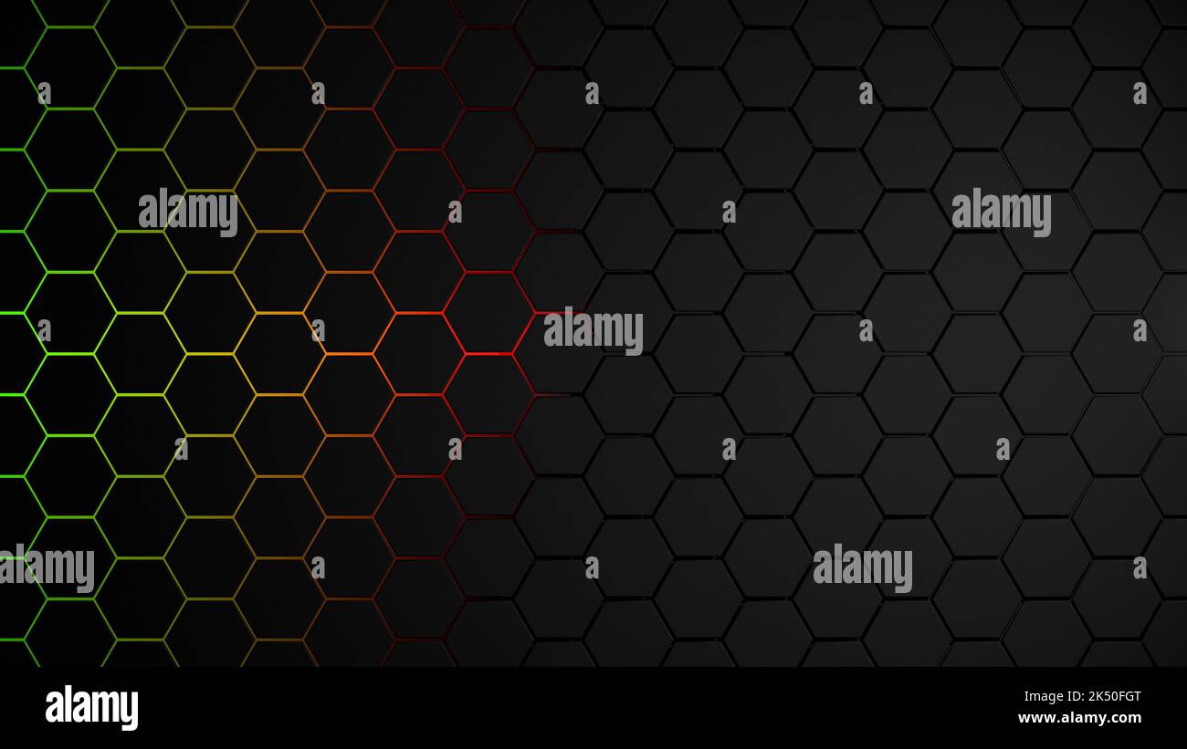 3d hexagon black background. Technology abstract geometry dark backdrop ...