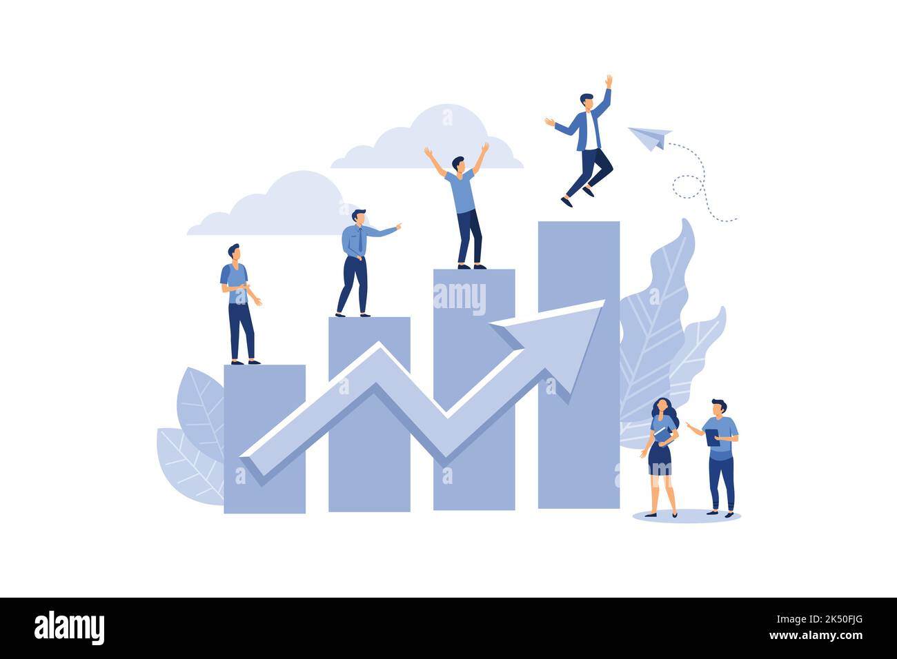 Vector illustration, people run to their goal on the column of columns ...