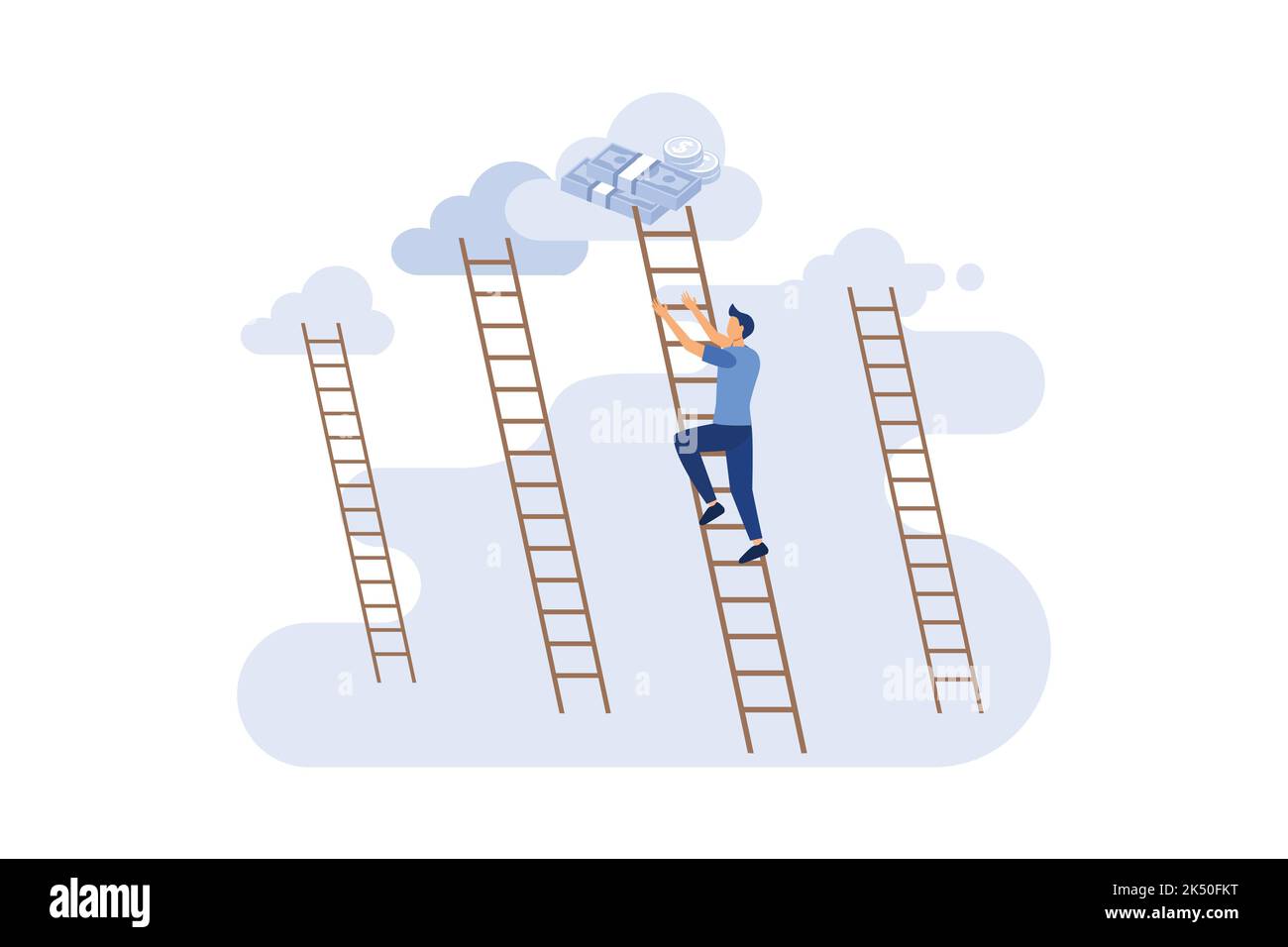 Businessman Walking Up Stairs, Concept Business Man Win Price Flat ...