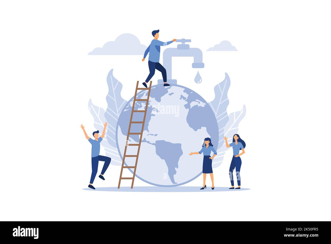 Vector creative illustration of business graphics, save the planet ...