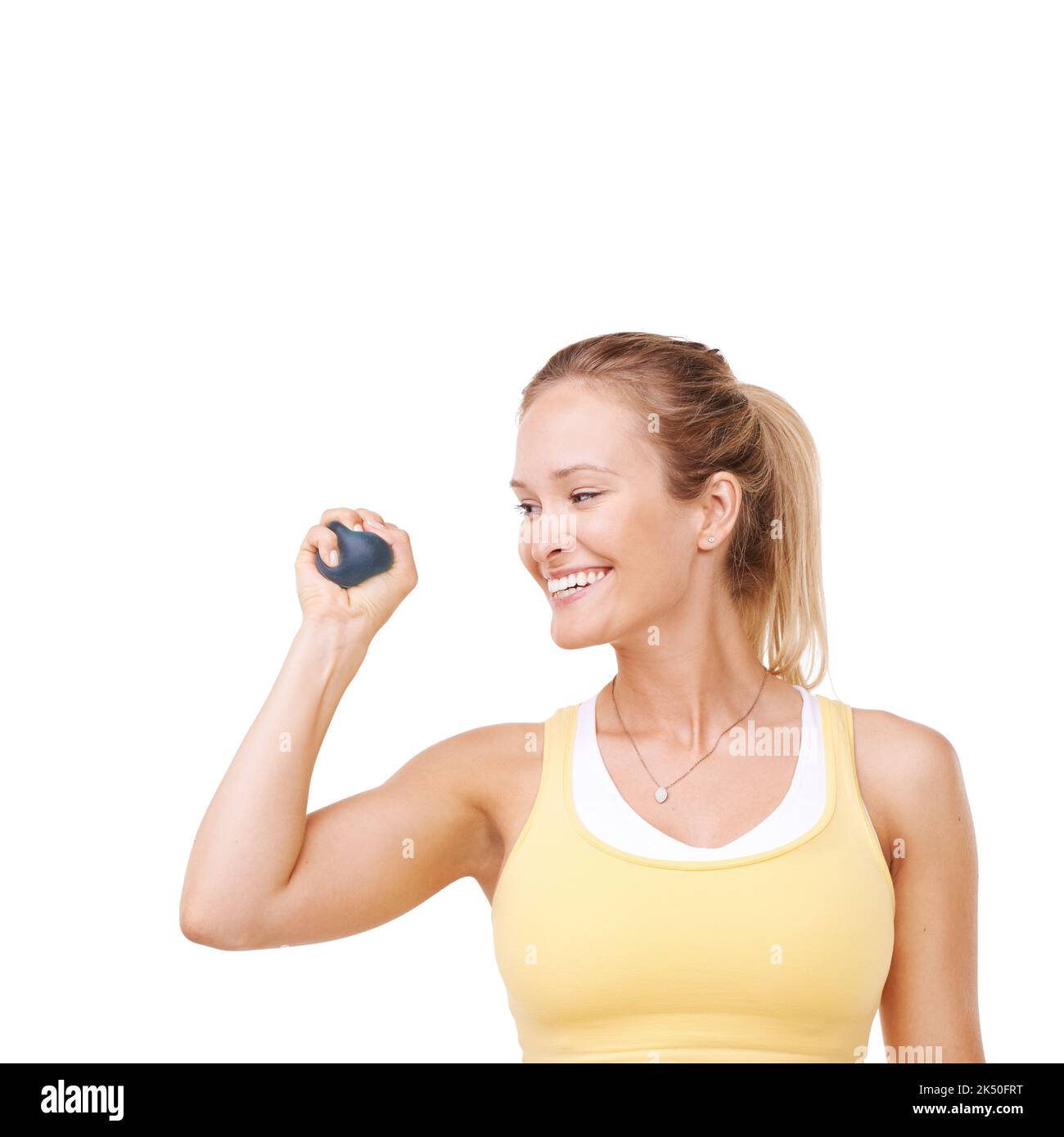 Working at getting rid of stress and staying positive. Cropped view of ...