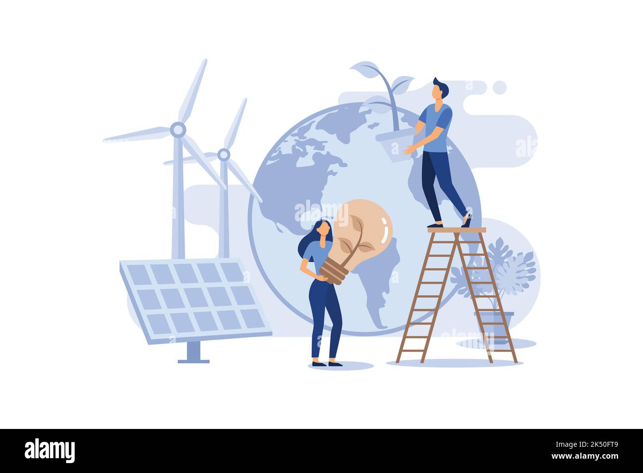 Green Clean Energy Concept, Showing green lifestyle using power from ...