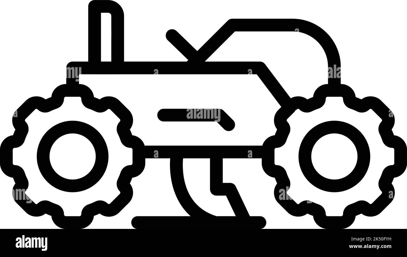 Cultivator machine icon outline vector. Farm tractor. Mower grass Stock ...