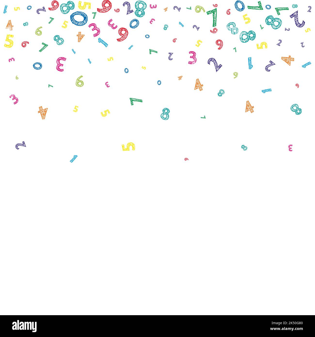 Falling colorful messy numbers. Math study concept with flying digits ...