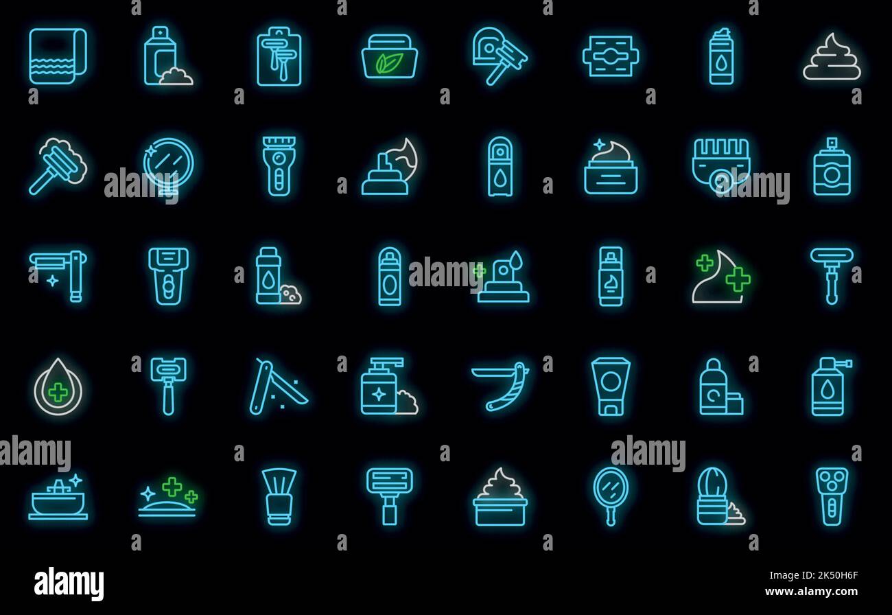 Shaving cosmetics icons set outline vector. Man shave. Beard skin ...