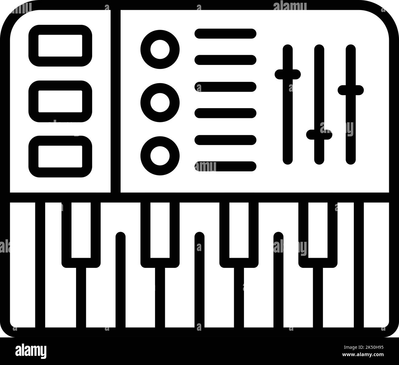 Dj synthesizer icon outline vector. Music piano. Audio techno Stock ...