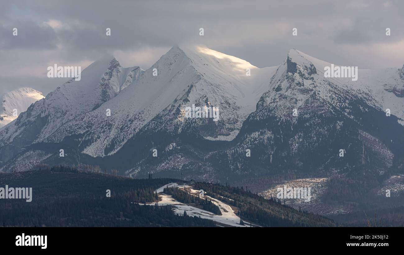 Beautiful landscape in the Polish Tatra Mountains in April. View of the ...