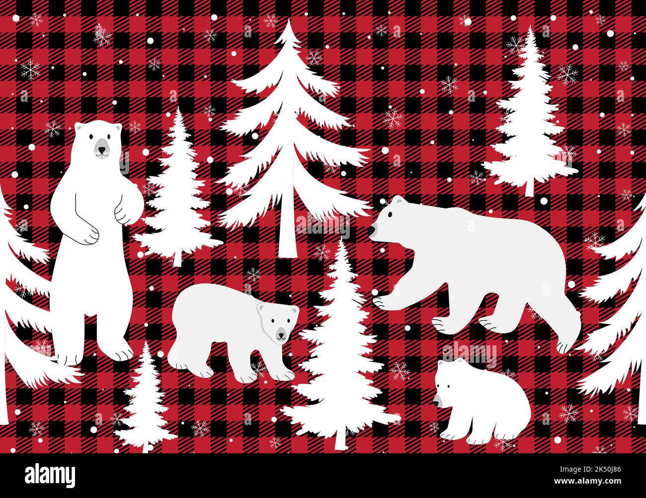 Christmas and New Year pattern at Buffalo Plaid. Festive background for ...